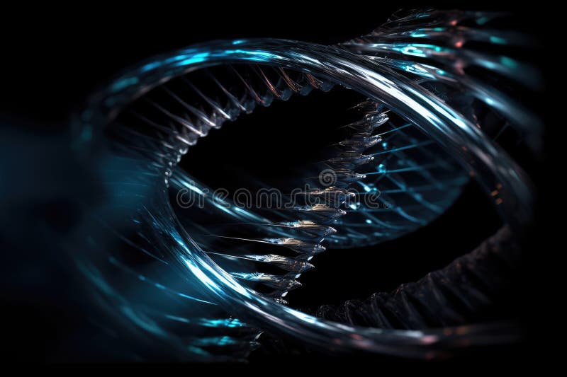 DNA Chains within a Dark Colored Liquid Medium Stock Illustration ...