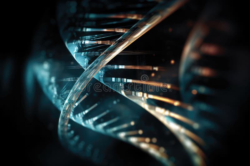 DNA Chains within a Dark Colored Liquid Medium Stock Illustration ...