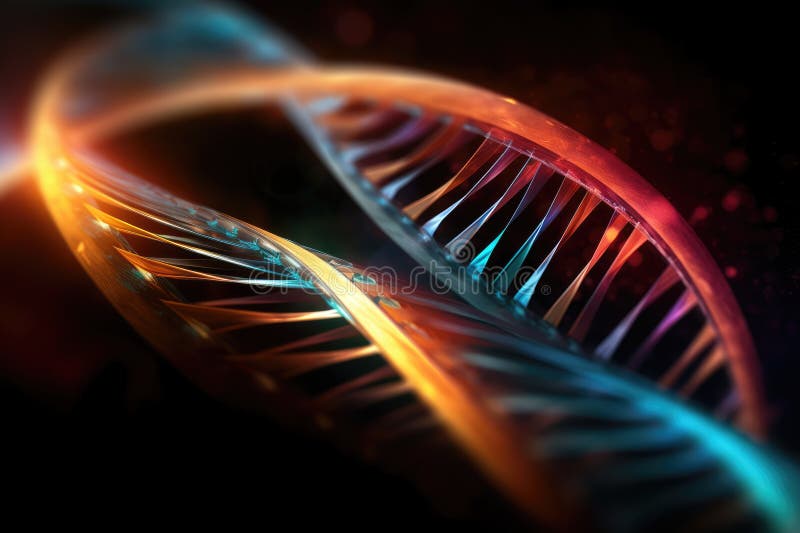 DNA Chains within a Dark Colored Liquid Medium Stock Illustration ...