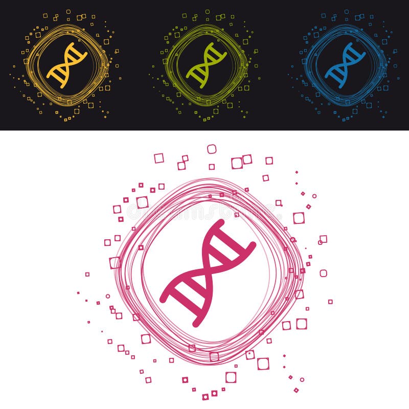 Dna Chromosome Buttons Colorful Vector Circles Isolated On Black And White Background Stock