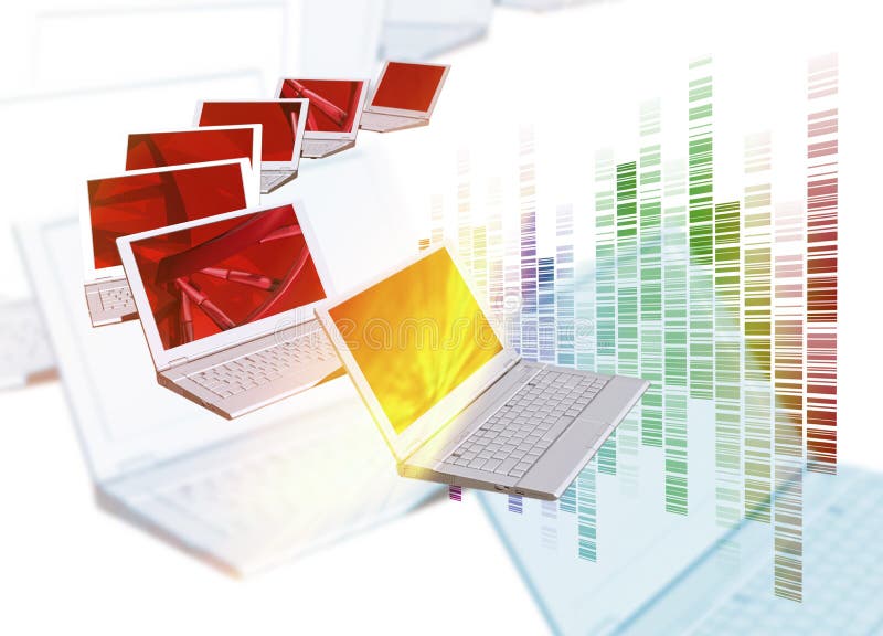 Dna on computer laptops stock illustration. Illustration of double ...