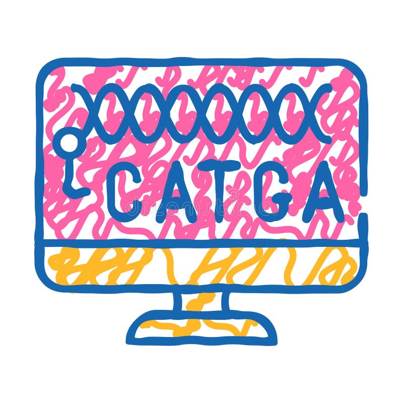 Dna on Computer Screen Icon Doodle Illustration Stock Vector ...