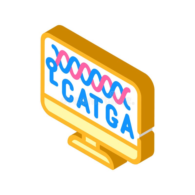 Dna on Computer Screen Isometric Icon Vector Illustration Stock Vector ...