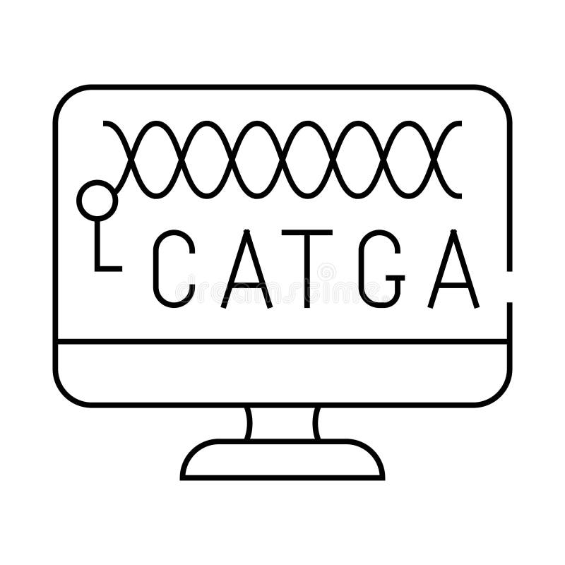 Dna on Computer Screen Line Icon Vector Illustration Stock Illustration ...