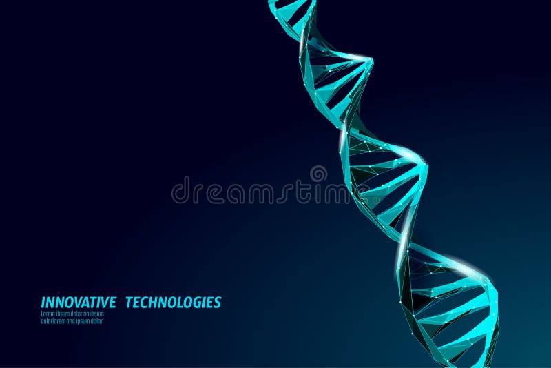 DNA 3D Chemical Molecule Structure Low Poly. Polygonal Triangle Point ...