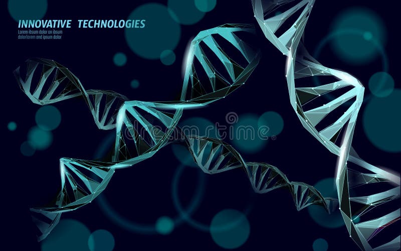 DNA 3D Chemical Molecule Structure Low Poly. Polygonal Triangle Point ...