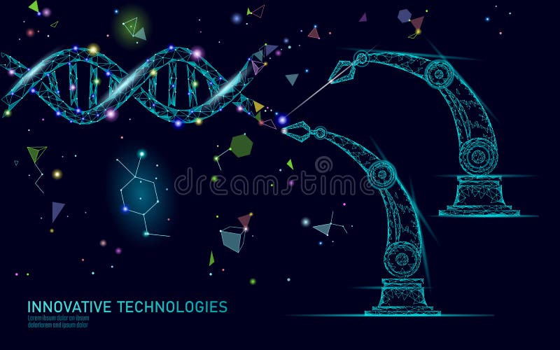 DNA 3D Structure Editing Medicine Concept. Low Poly Polygonal Triangle ...