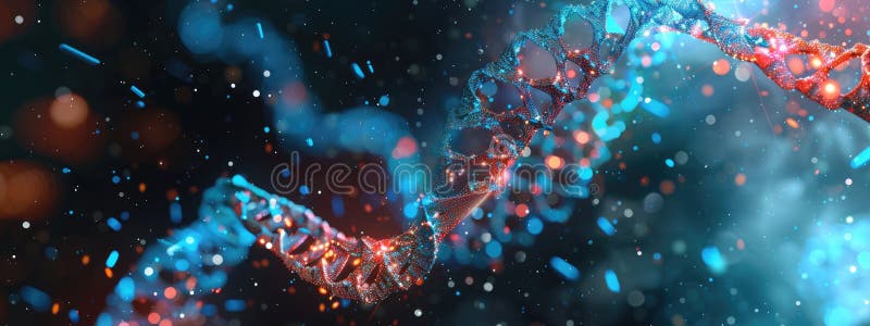 DNA Digital Spiral. Selective Focus Stock Illustration - Illustration ...