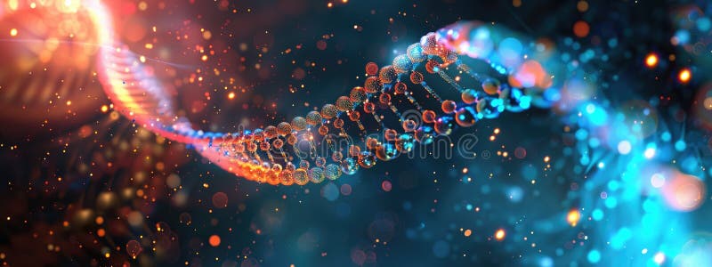 DNA Digital Spiral. Selective Focus Stock Illustration - Illustration ...