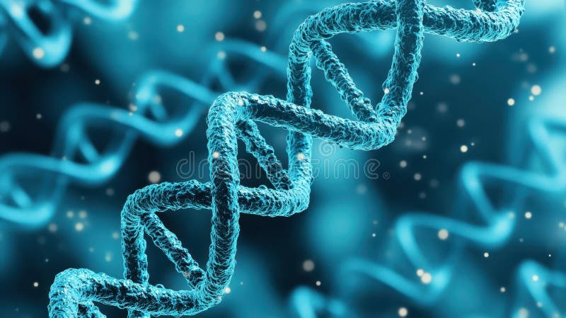 DNA Double Helix Abstract: Blue Microscopic World of Genetic Code and ...