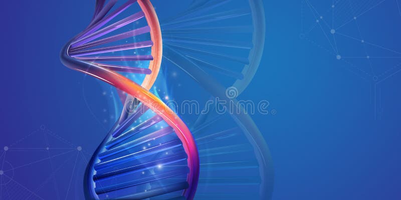 Double Helix DNA Strand on a Blue Background. Stock Illustration ...