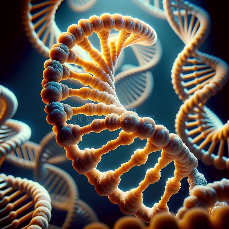 DNA Double Helix Close-Up with a Focus on Molecular Bonds Stock ...