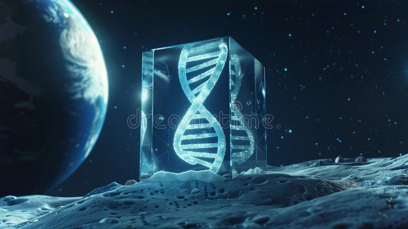 A DNA Double Helix in Crystal on the Moon Symbolizes Biotech Progress ...