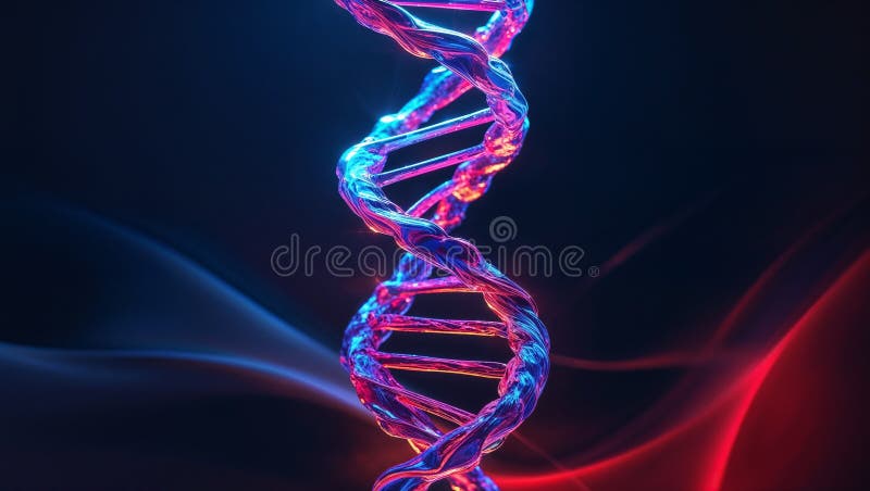 Futuristic DNA Double Helix with Neon-Lit Style and Vertical Twist ...