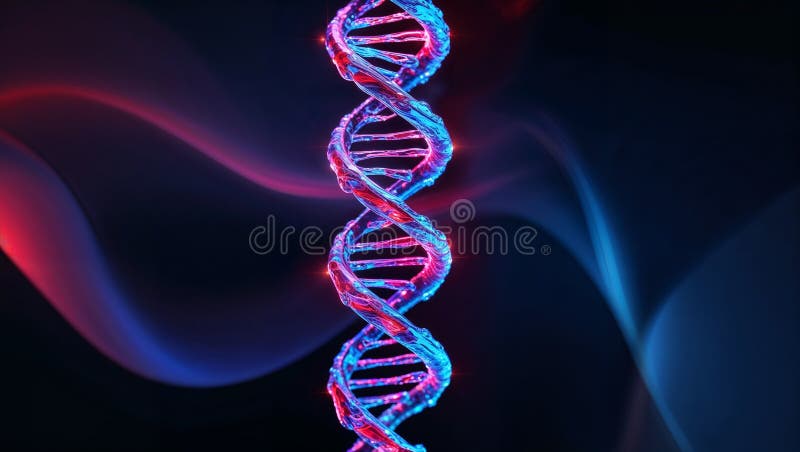 Futuristic DNA Double Helix with Neon-Lit Style and Vertical Twist ...