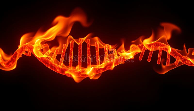 DNA Double Helix Fire Abstract Science Biology Generative AI Stock ...
