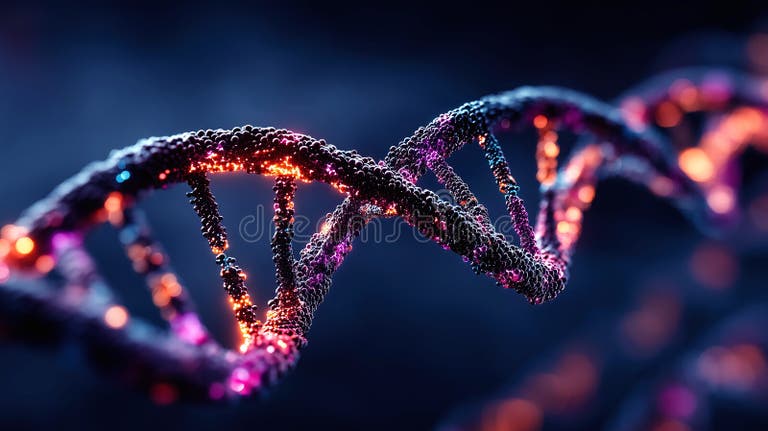 DNA Double Helix, Genetic Code, Molecular Structure, Biotechnology Research, Closeup Electron ...