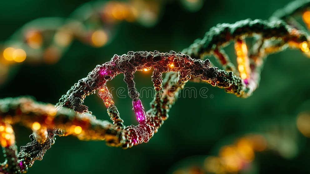 DNA Double Helix, Genetic Code, Molecular Structure, Biotechnology Research, Closeup Electron ...