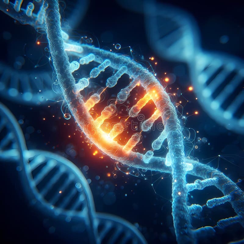 DNA Double Helix with Glowing Genetic Code – Biotechnology and Genomics ...