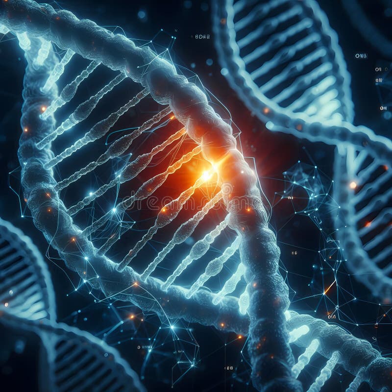 DNA Double Helix with Glowing Genetic Code – Biotechnology and Genomics ...