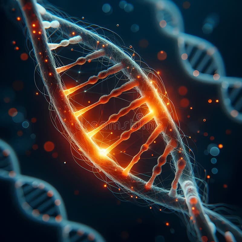 DNA Double Helix with Glowing Genetic Code – Biotechnology and Genomics ...