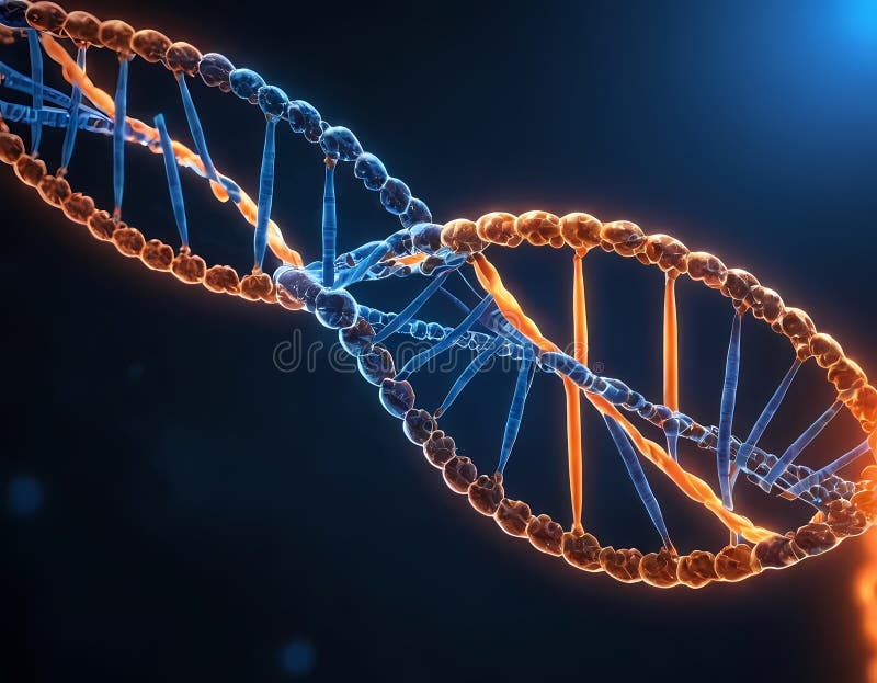 DNA Double Helix with Glowing Genetic Code – Biotechnology and Genomics ...