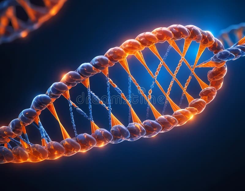 DNA Double Helix with Glowing Genetic Code – Biotechnology and Genomics ...