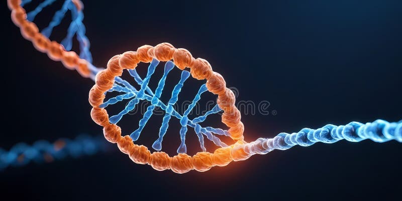 DNA Double Helix with Glowing Genetic Code – Biotechnology and Genomics ...