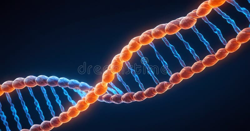 DNA Double Helix with Glowing Genetic Code – Biotechnology and Genomics ...