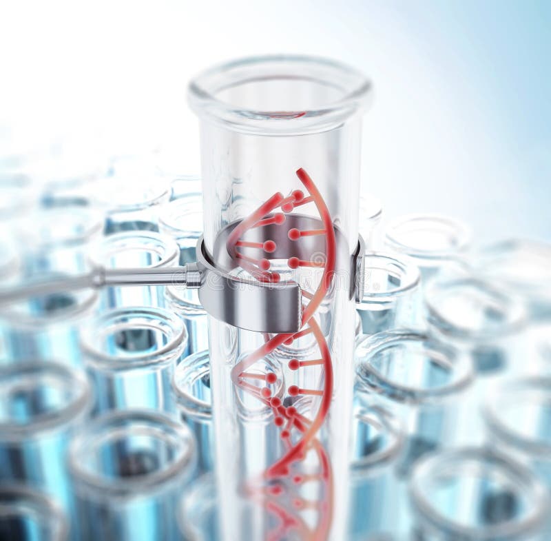 DNA Double Helix Inside Test Tube. 3D Illustration Stock Illustration ...