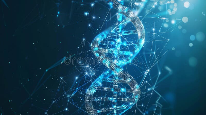 A DNA Double Helix Intertwining with Binary Code, Representing the ...