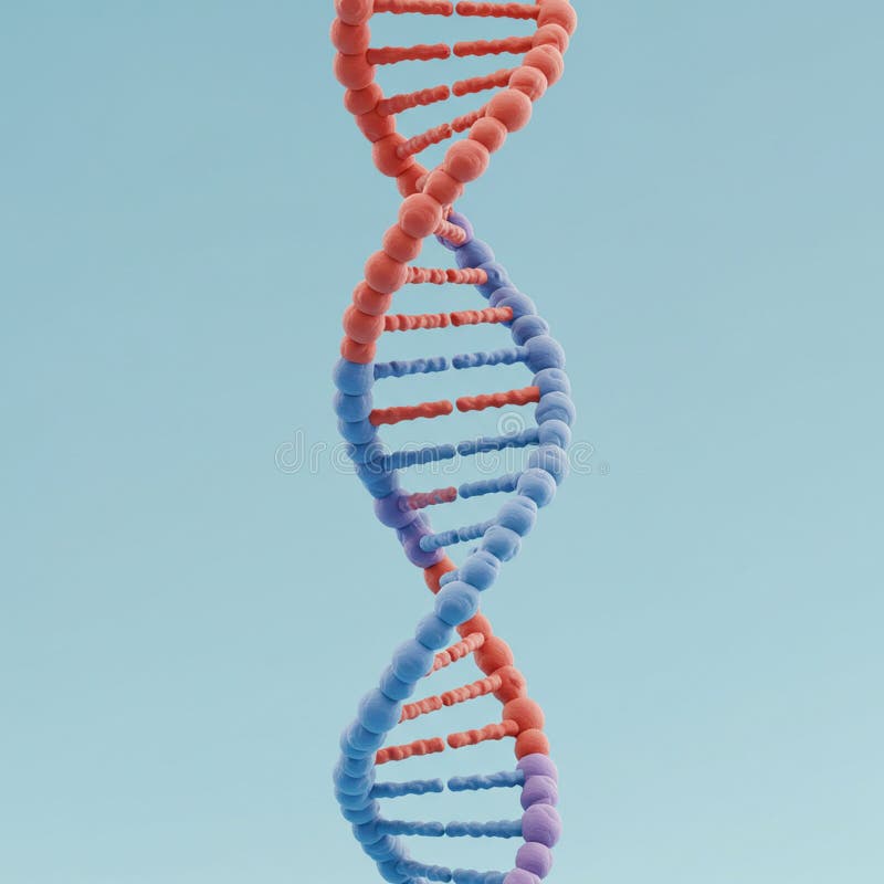 DNA Double Helix Model Featuring Alternating Orange and Blue Strands ...