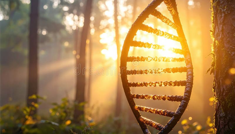 DNA Double Helix Model Made of Natural Materials Displayed in a Forest ...