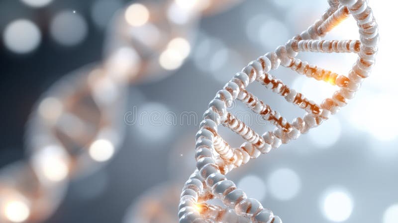 DNA Double Helix Molecule Rotating on Navy Blue Background. Science ...