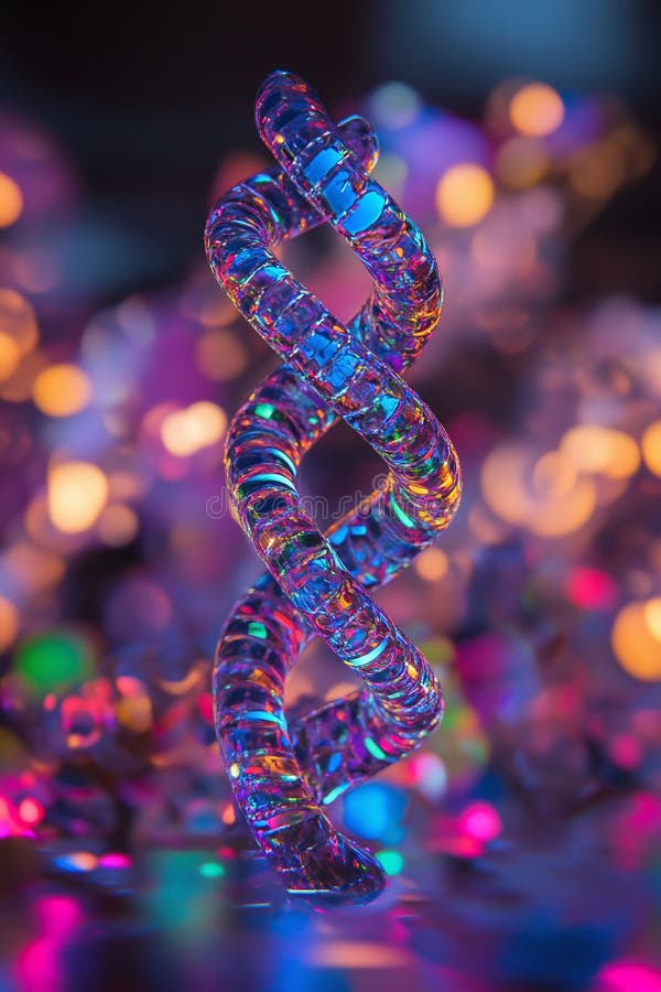 DNA Double Helix in Neon Light Visualization Stock Illustration ...