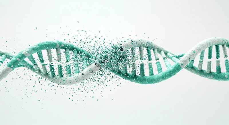 DNA Strand with Digital Particle Effect in Blue Stock Illustration ...