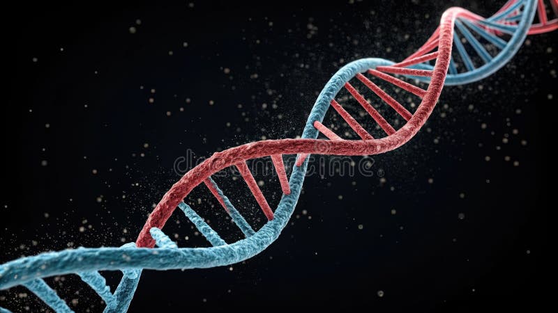 Dna Double Helix Rotating on Black Background with Particles Stock ...