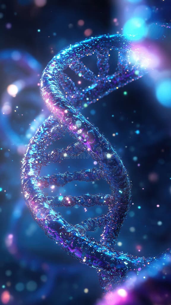 Dna Double Helix Rotating in a Microscopic Environment with Glowing ...