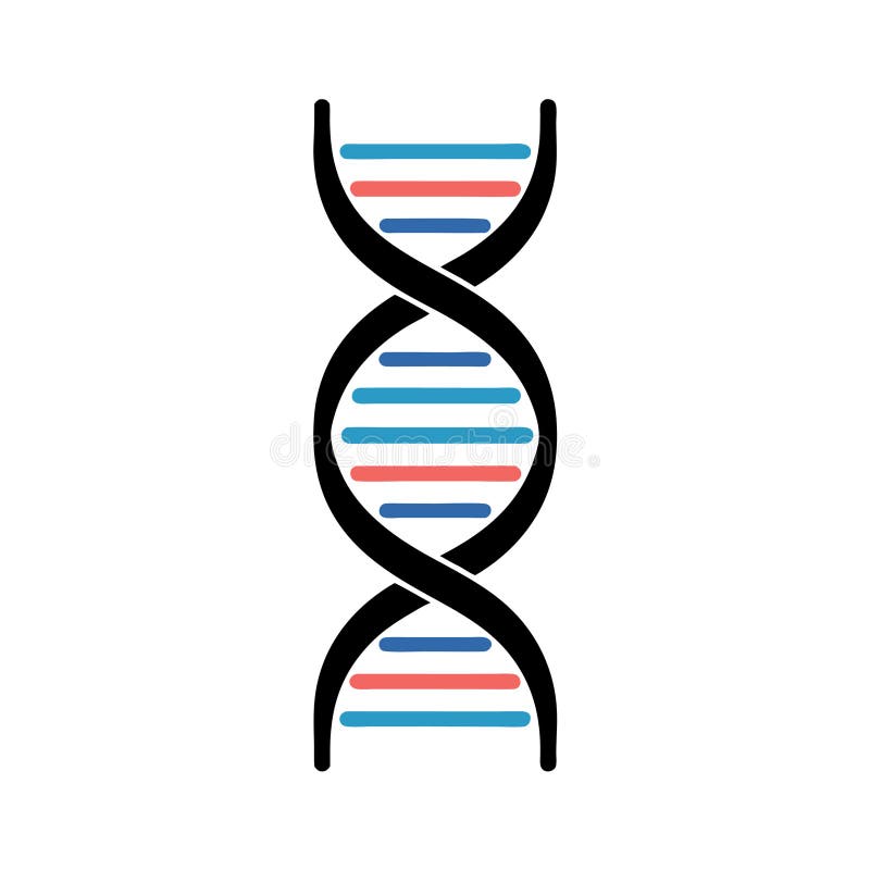 DNA Double Helix Simple Vector Illustration for Educational and ...