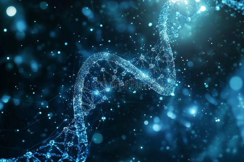 DNA Double Helix Structure on Dark Blue Background, Illustration ...