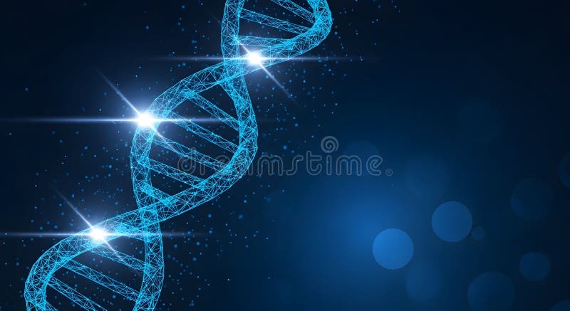DNA Double Helix Structure on Dark Blue Background, Illustration ...