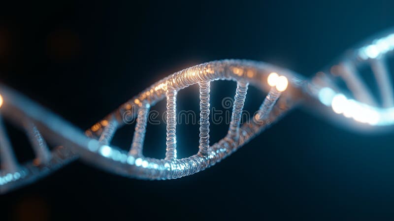 DNA Double Helix Structure Illuminated with Blue Light Showcasing ...