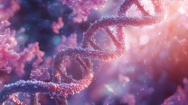 DNA Double Helix Structure on Pink Background. Stock Image - Image of ...