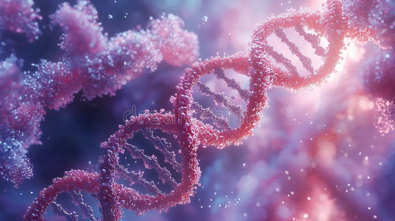 DNA Double Helix Structure on Pink Background. Stock Photo - Image of ...