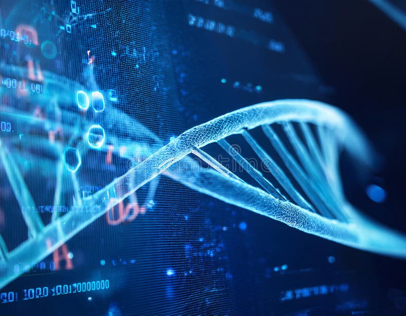 A DNA Double Helix Structure Superimposed on a Background of Binary ...