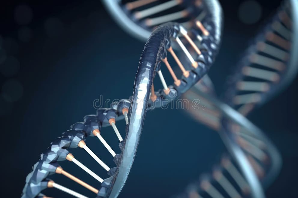 Dna Double Helix, Twisting and Turning in 3d View Stock Illustration ...