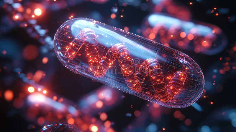 DNA Elements Encapsulated in Medicinal Pill Depicted in Low Poly ...