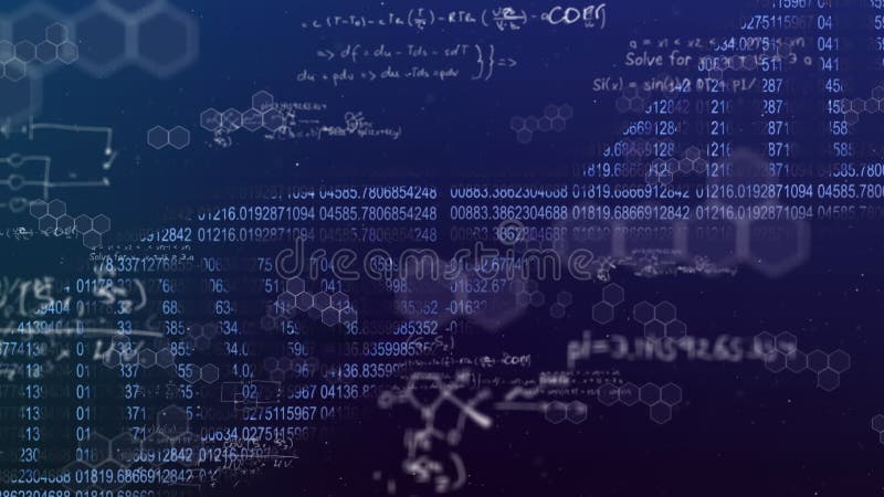 DNA of Figures and Mathematical Equations Over Blue Background. Stock ...