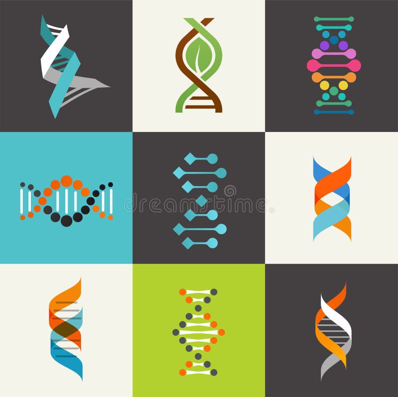 DNA, Genetic Elements and Icons Collection Stock Vector - Illustration ...
