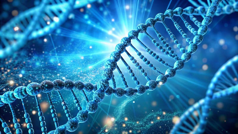 Dna Genetics Electron Microscopy on Blue Background Creative AI Stock ...